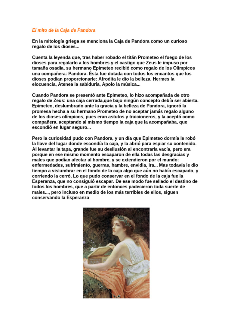 El Mito de La Caja de Pandora | PDF