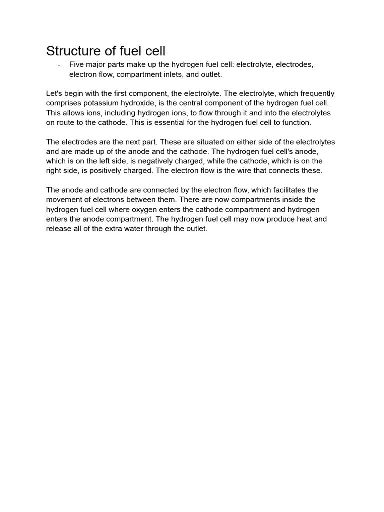 Components of Hydrogen Fuel Cells | PDF