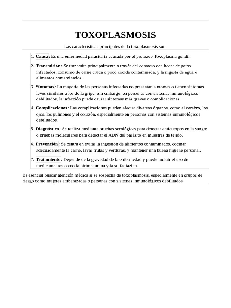 Guía de Toxoplasmosis: Prevención y Tratamiento | PDF