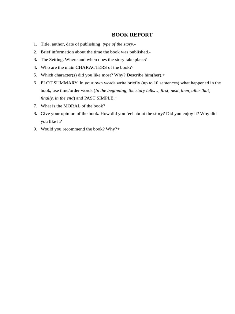 Book Report Plan | PDF