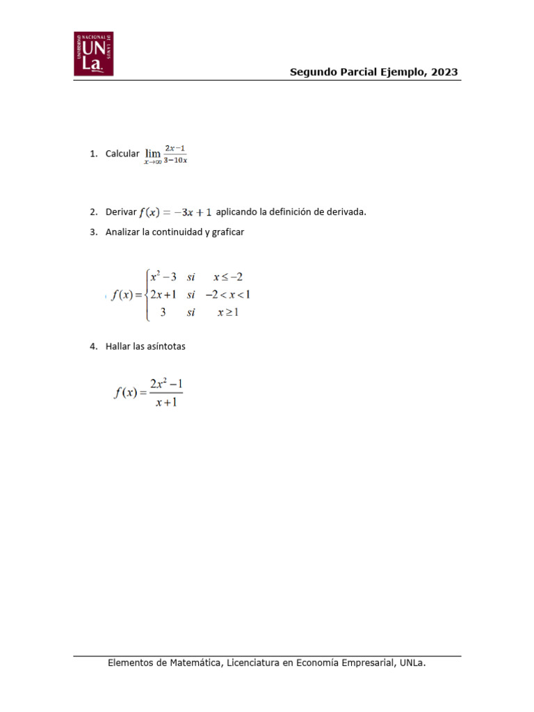 2do Parcial Practica de Elementos de Matematica 2022 1C | PDF