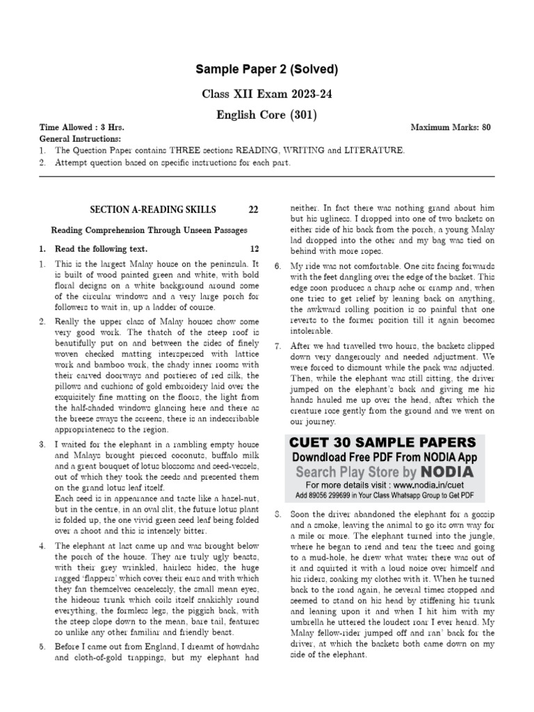 English Sample Paper 2 - Xii | PDF | Internet Service Provider
