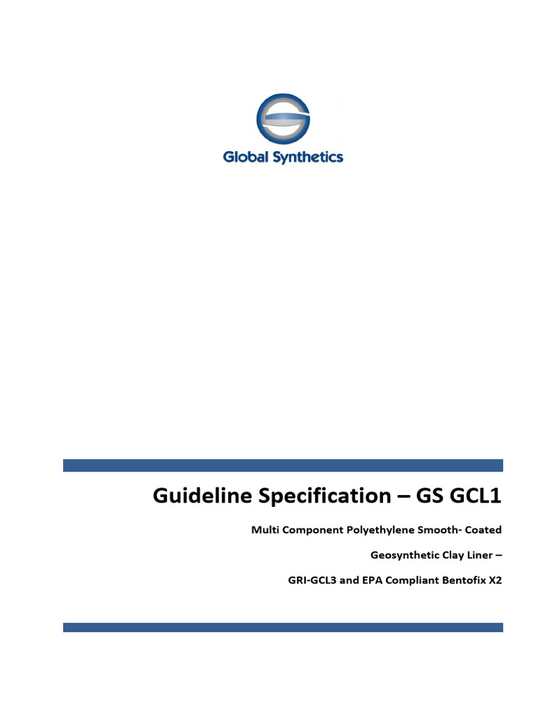 Guideline Specification GS GCL1 Smooth Coated X2 MARV | PDF | Nonwoven ...