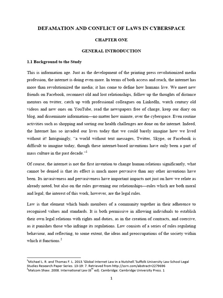 Defamation and Conflict of Laws in Cyber | PDF | Digital Subscriber ...
