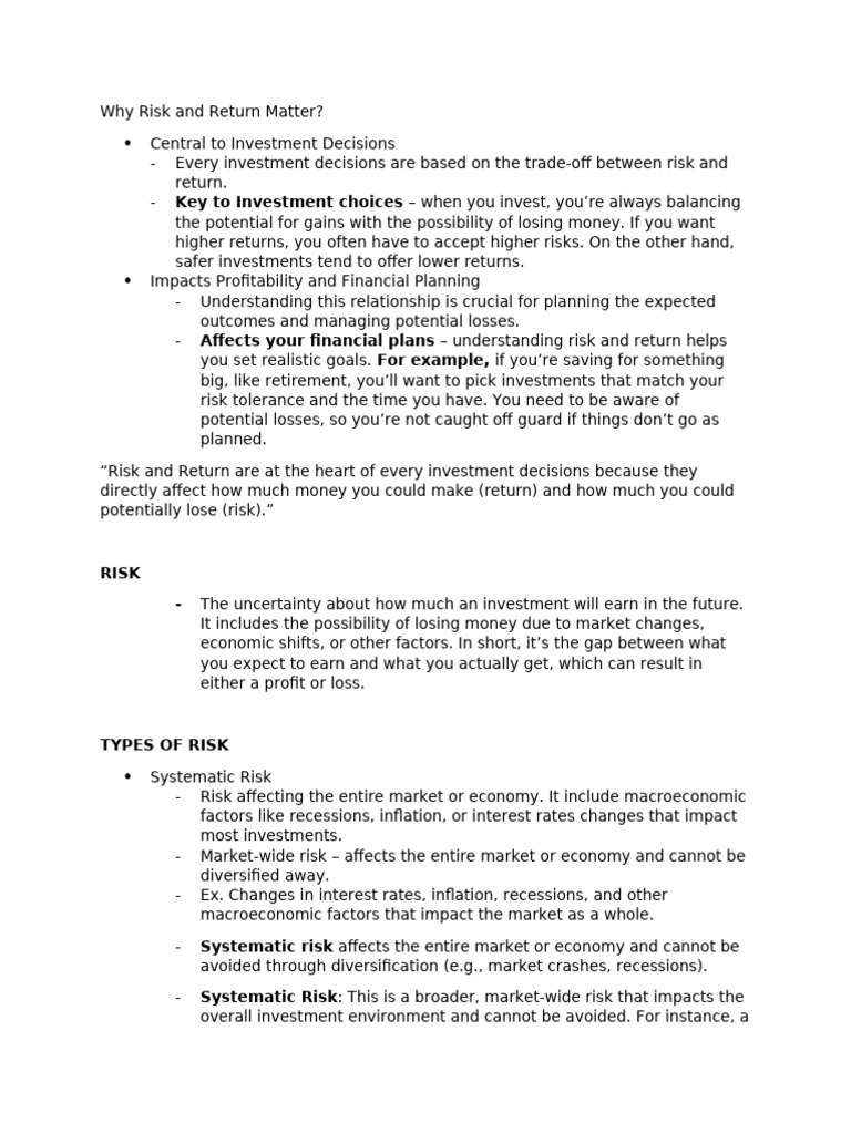 Why Risk and Return Matter | PDF | Financial Risk | Investing