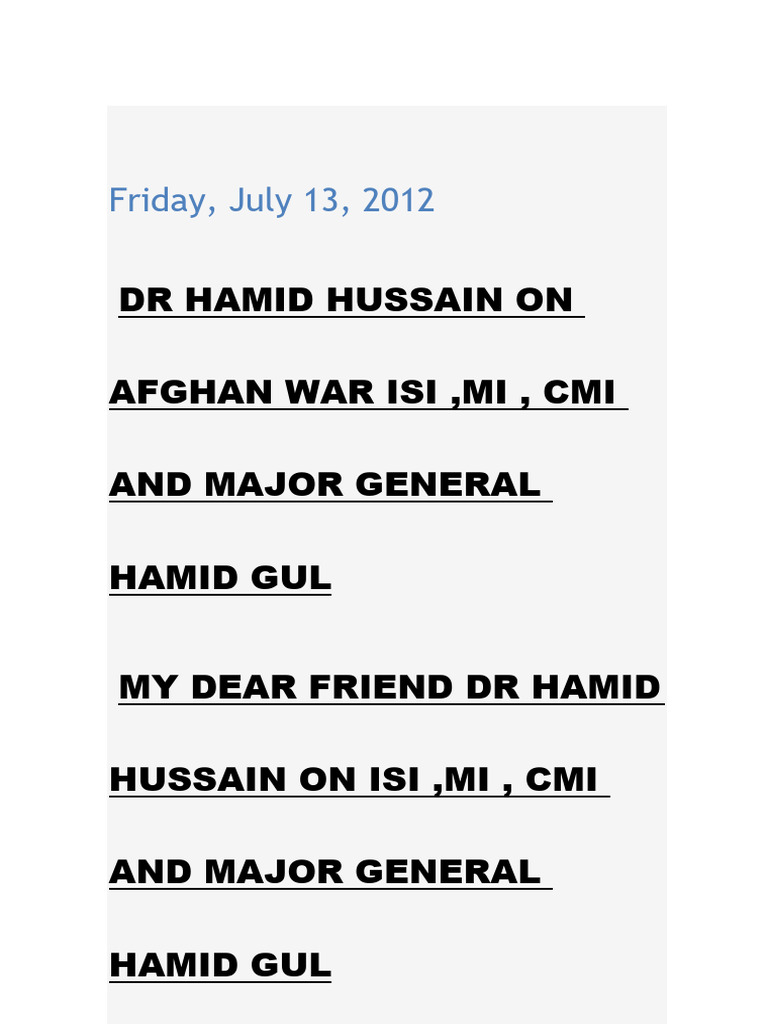 Afghan War Isi Mi Cmi and Major General | PDF | Nawaz Sharif | Inter ...