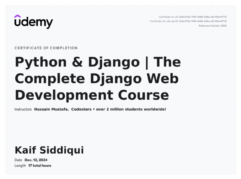 KF - 50 Python $ Django Certificate | PDF