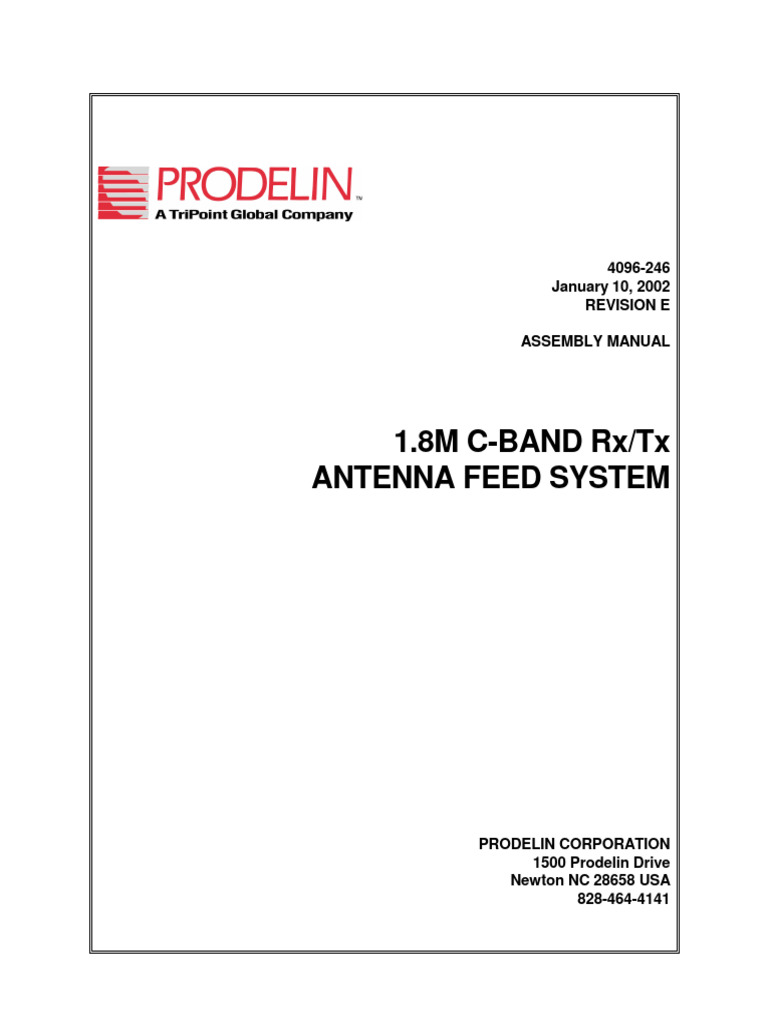 1.8m Prodelin C-Band feed systems installation manual | PDF | Screw ...
