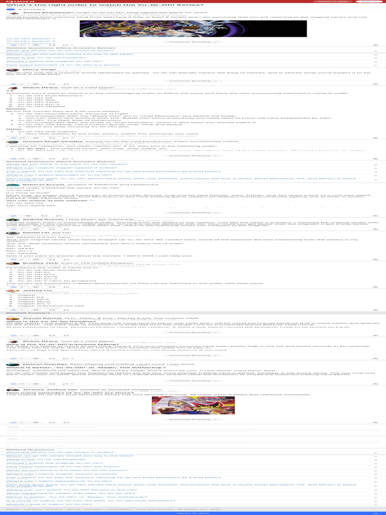 What's The Right Order To Watch The Yu-Gi-Oh! Series - Quora | PDF ...