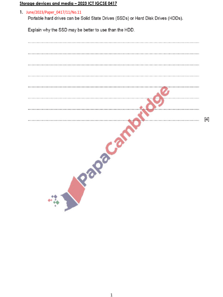 2023 Storage Devices and Media IGCSE ICT 0417 | PDF