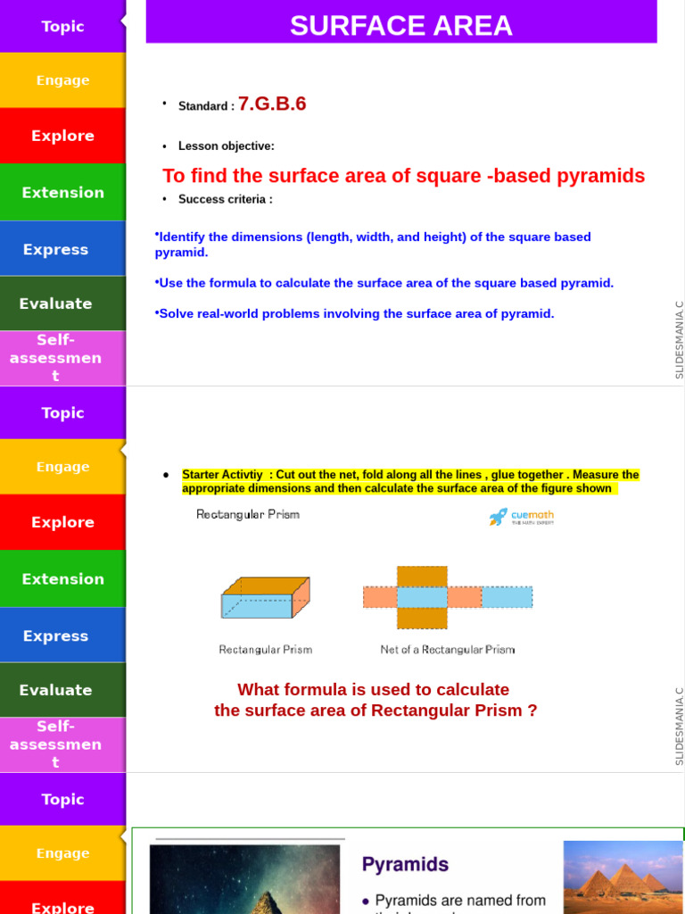 4. Gr 7 THURSDAY 9-5 Surface Area - Pyramids (Part 3) | PDF | Area ...