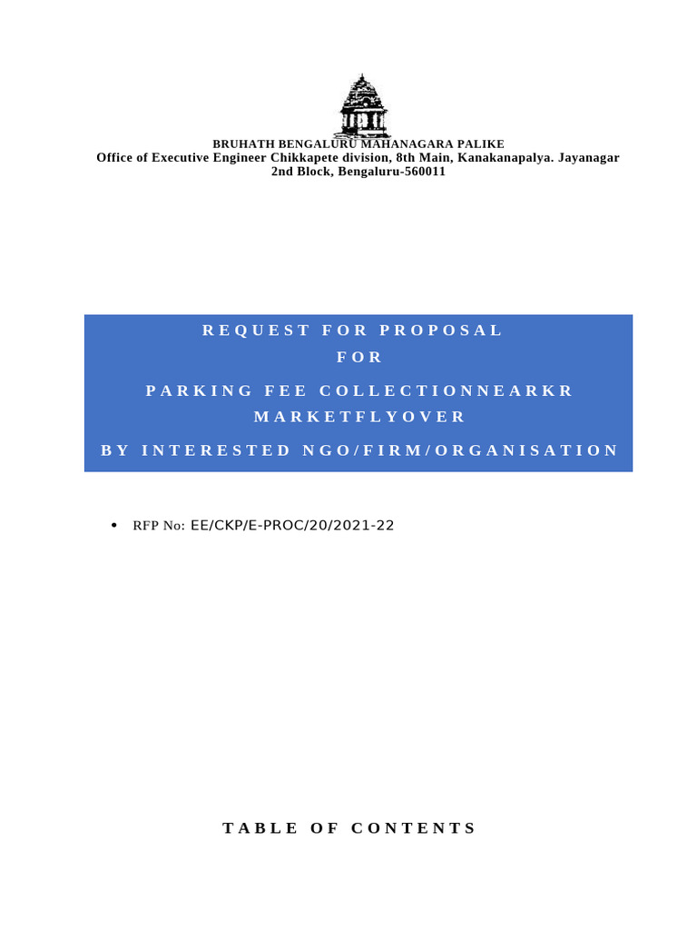 RFP for Parking Fee Collection at KR Market | PDF | Government ...