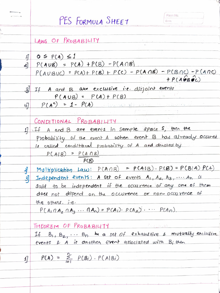 Pes Tee Formula Sheet | PDF