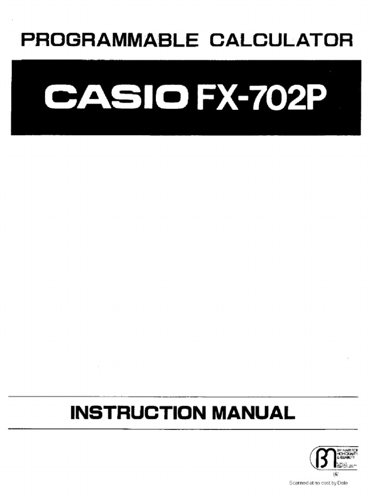 Casio FX 702P | PDF | Cursor (User Interface) | Calculator