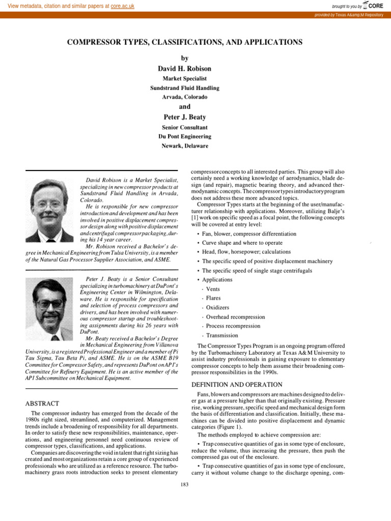 Compressor Types Classifications and App | PDF | Pump | Atmosphere