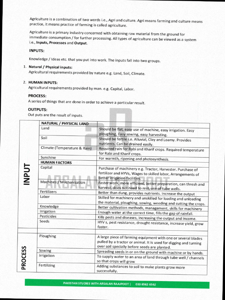 Agriculture (Notes) | PDF