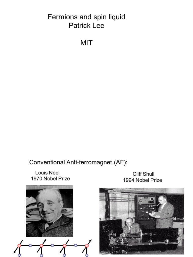 Patrick Lee - Fermions and Spin Liquid | PDF | Spin (Physics) | Phases ...