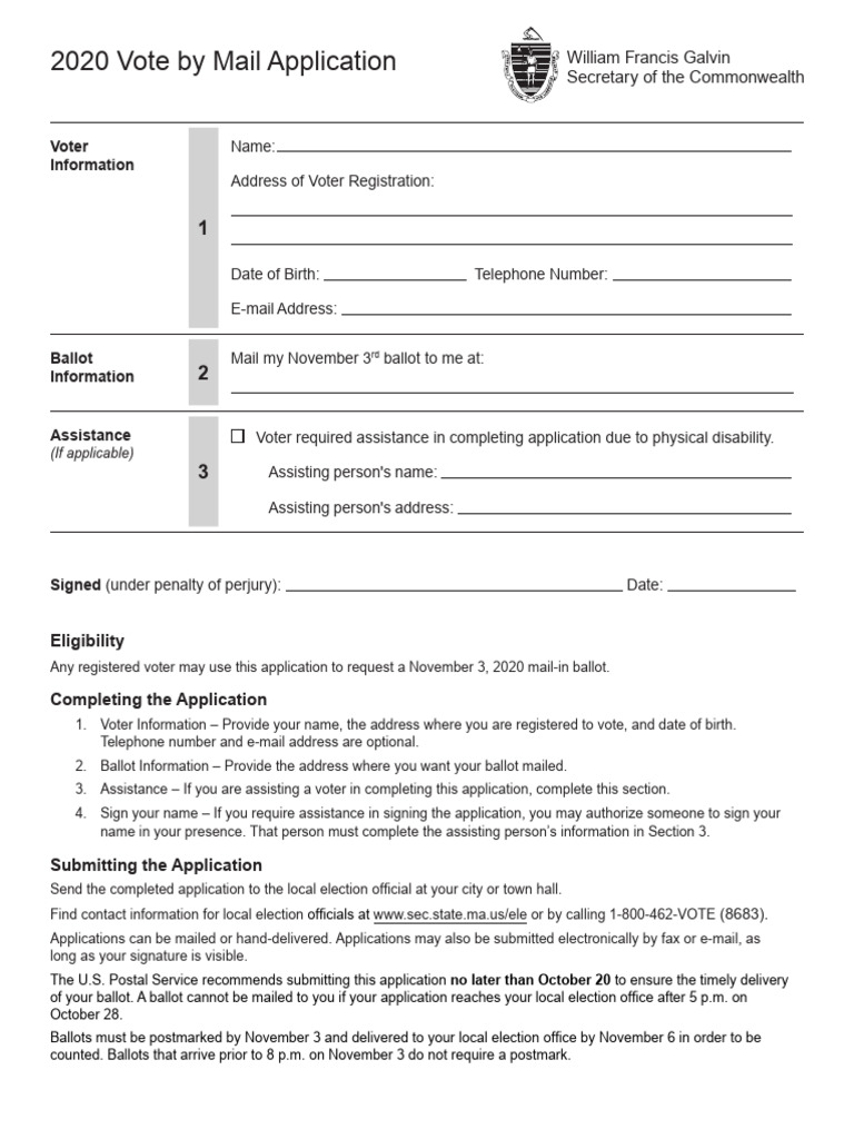 2020-Vote-by-Mail-Application | PDF | Postal Voting | Voting