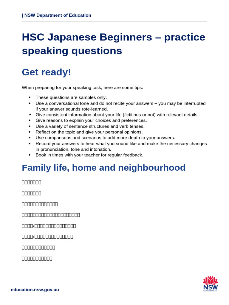 Japanese Stage6 Beg Speaking | PDF