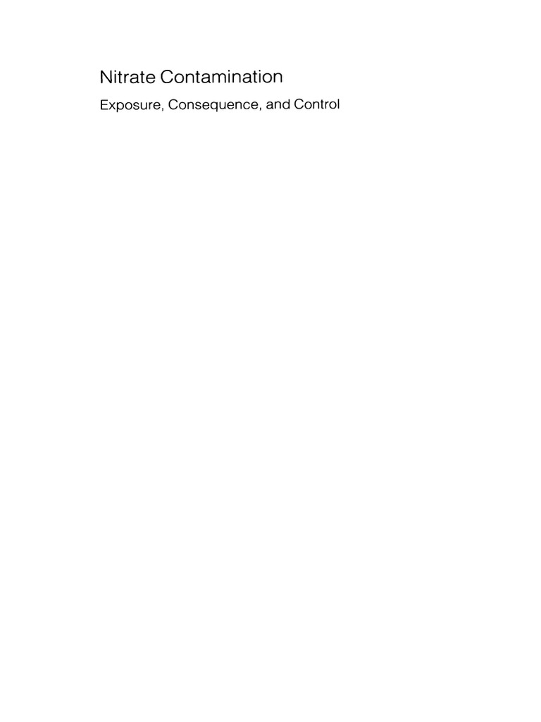 Nitrate Contamination - Exposure, Consequence, and Control-Springer ...