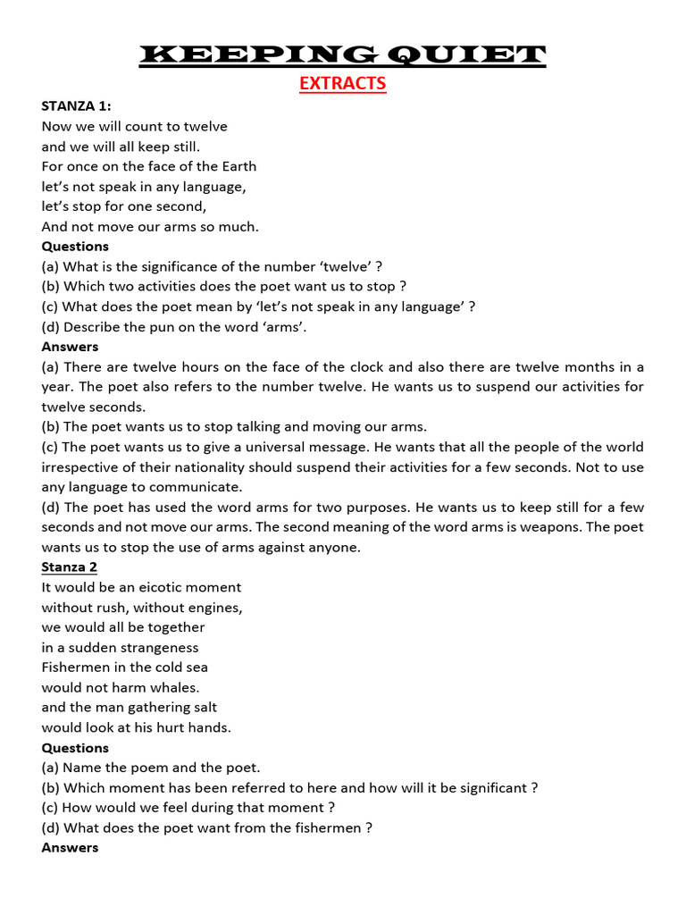 Analyzing "Keeping Quiet" by Neruda | PDF