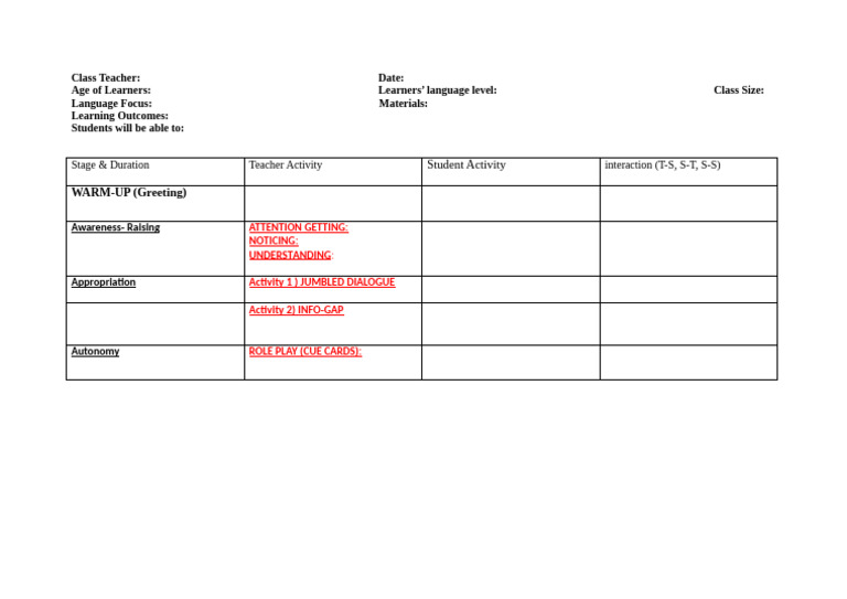 Speaking Template | PDF