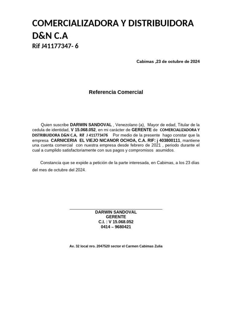 Modelo Referencia Comercial | PDF