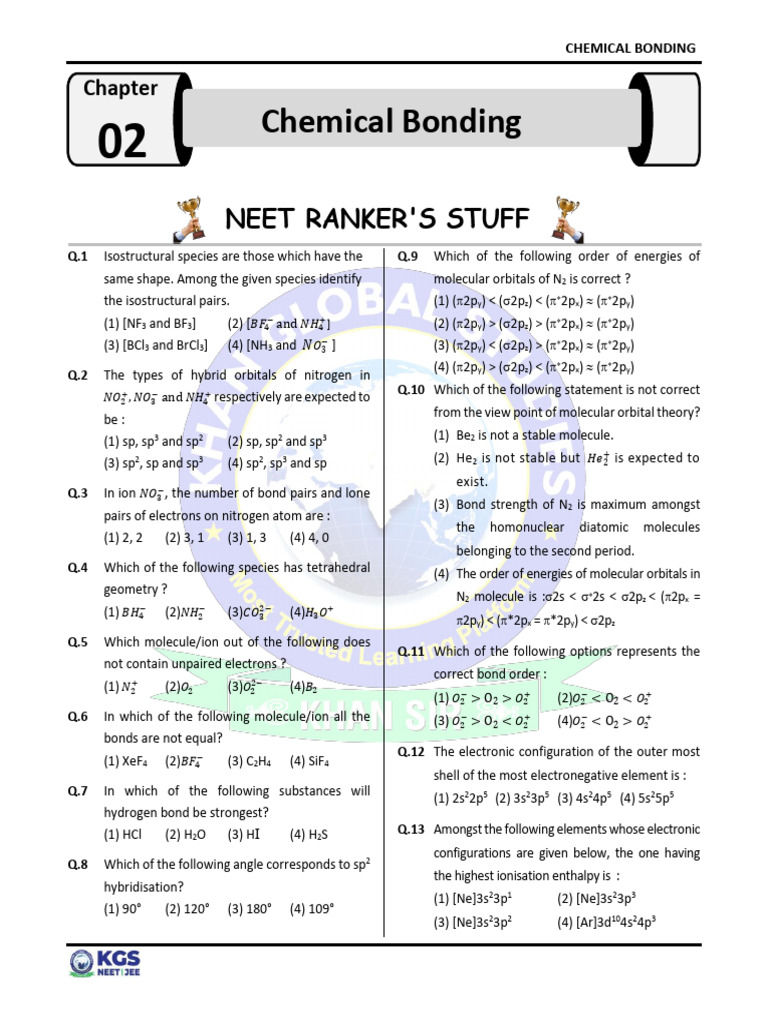 Chemical Bonding Molecular Structure Rankers Stuff | PDF | Chemical ...