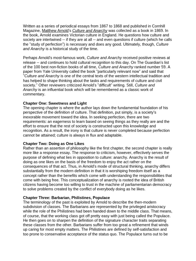 Culture and Anarchy gradesaver | PDF | Truth