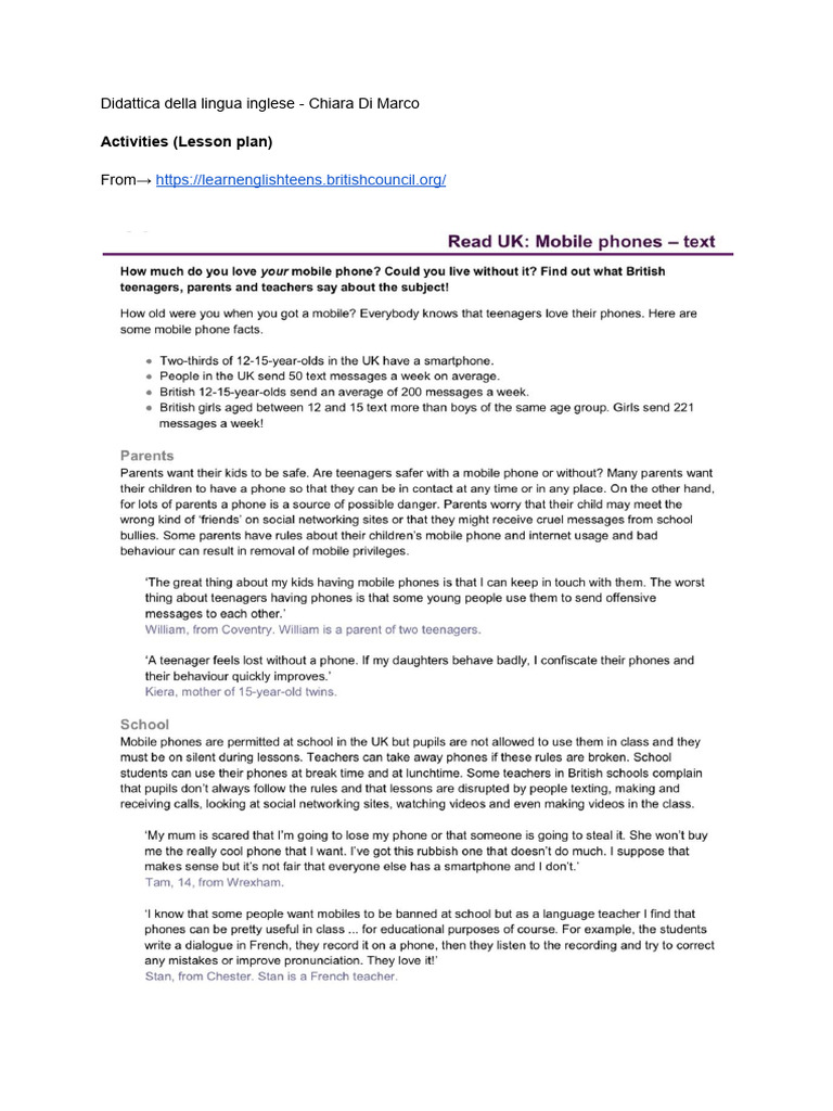 Lesson Plan Activities | PDF
