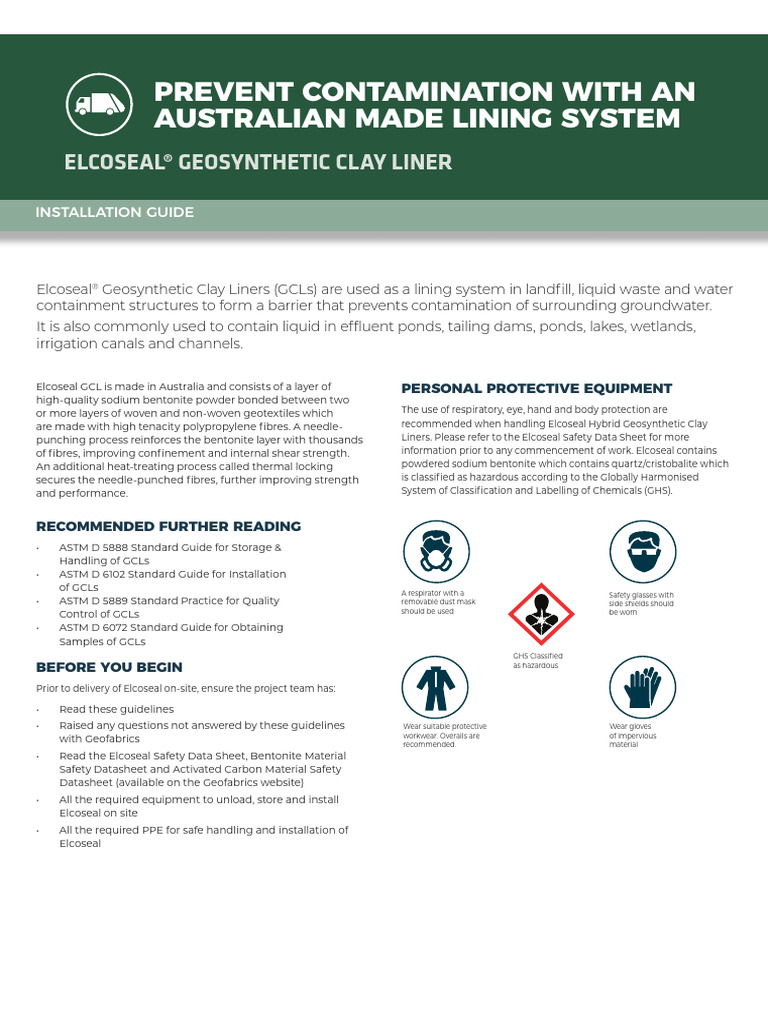 Elcoseal Geosynthetic Clay Liner Installation Guide Nov22 | PDF | Materials