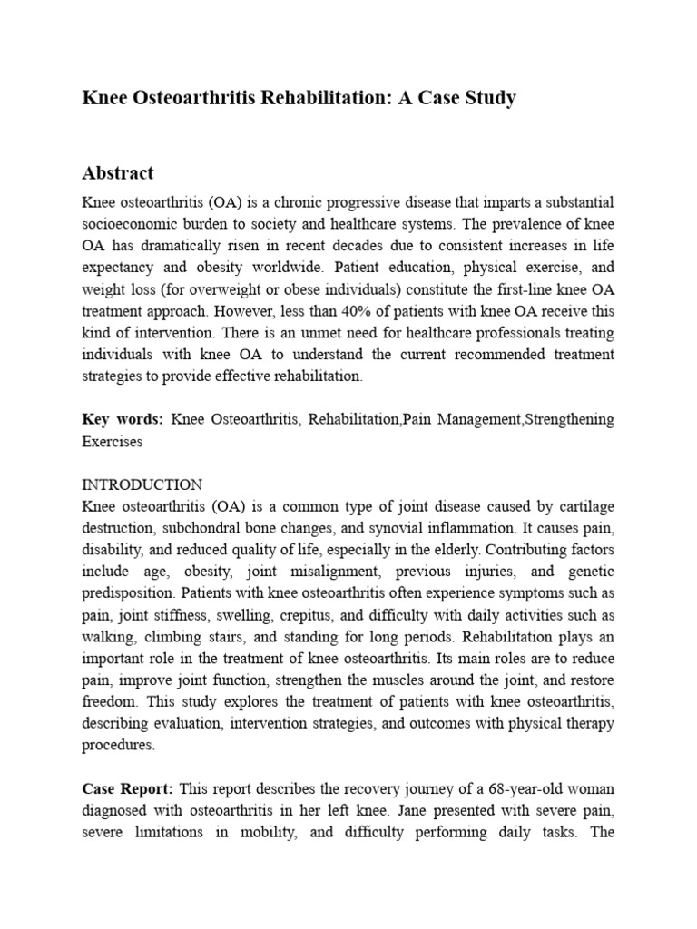 Knee Osteoarthritis Rehabilitation_ a Case Study | PDF | Osteoarthritis | Knee