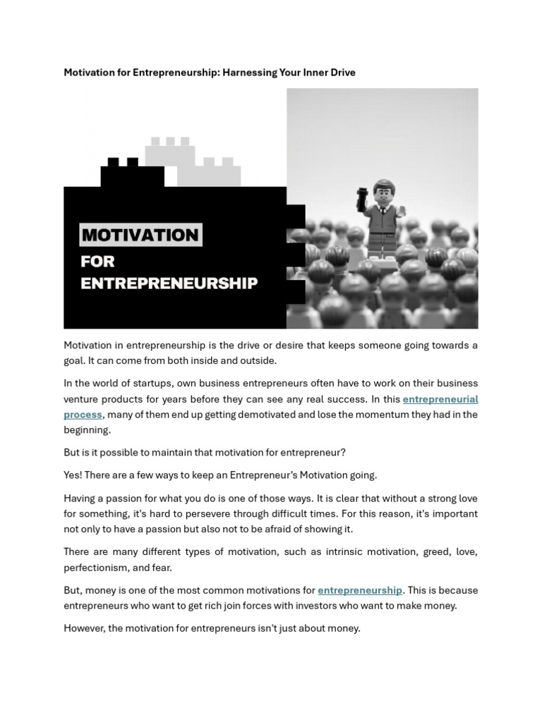 Boosting Entrepreneurial Motivation Tips | PDF | Entrepreneurship ...