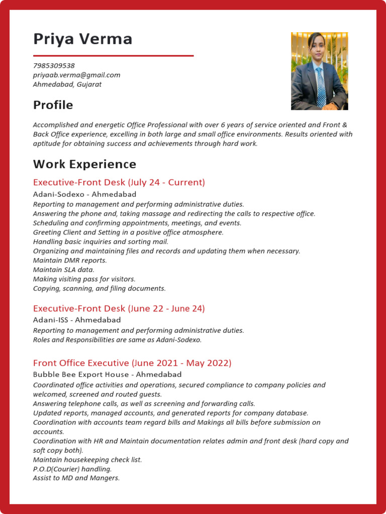 Priya’s Resume 1 | PDF | Business