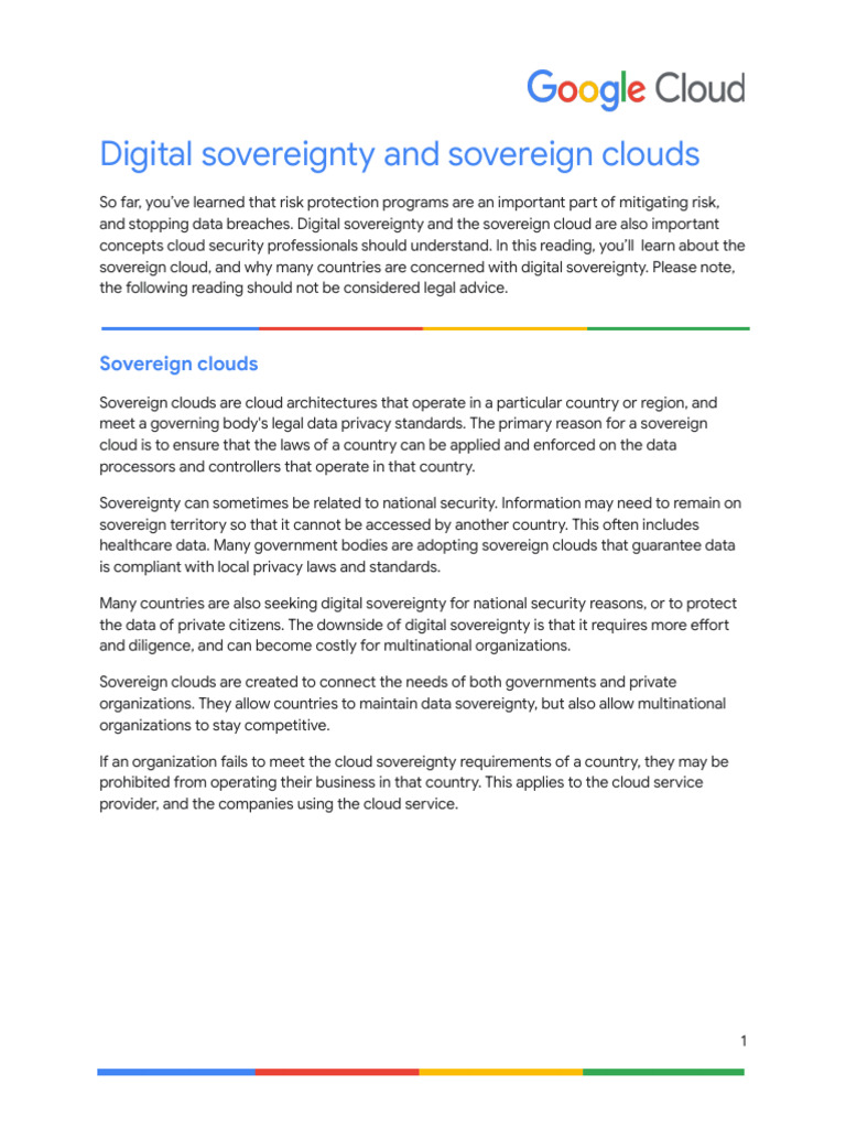 Digital Sovereignty and Sovereign Clouds | PDF | Sovereignty | Privacy