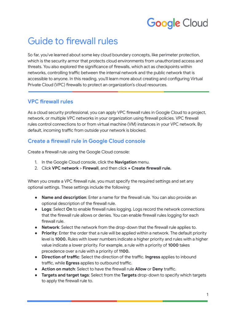 Guide to firewall rules | PDF | Firewall (Computing) | I Pv6