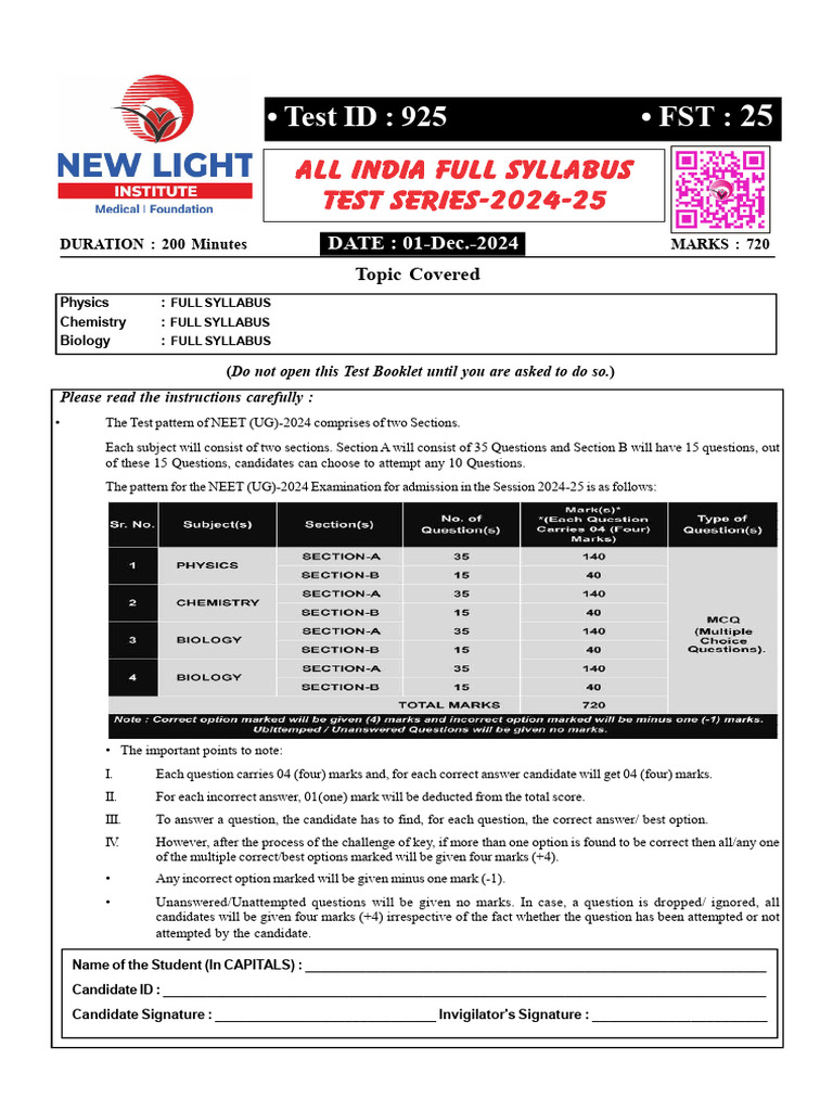 FST-25 (01-Dec-2024) (EH) Paper- | PDF | Photoelectric Effect | Applied And Interdisciplinary ...