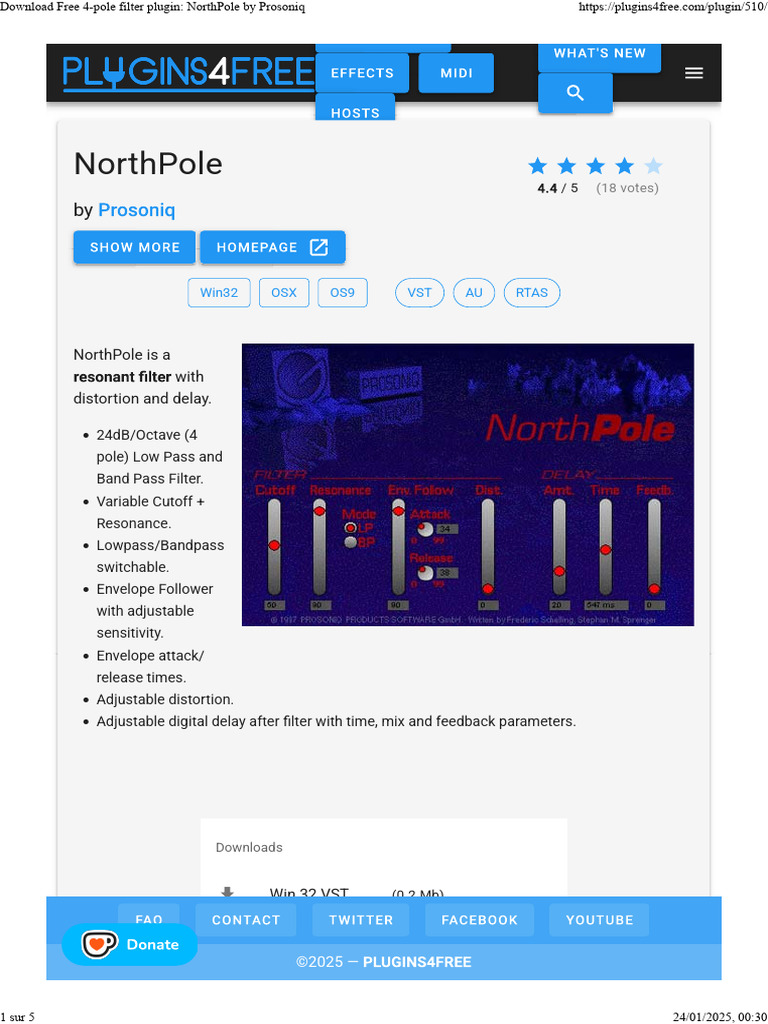 Free 4-Pole Filter Plugin - NorthPole by Prosoniq | PDF | Low Pass ...