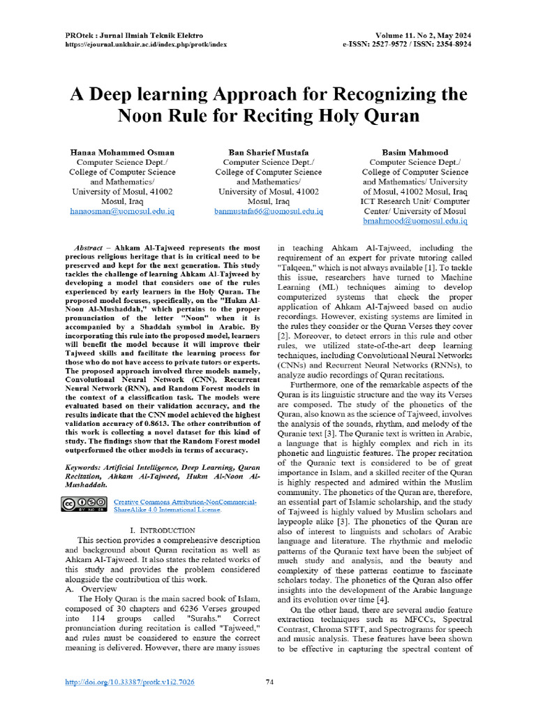 A Deep Learning Approach For Recognizing The Noon Rule For Reciting ...