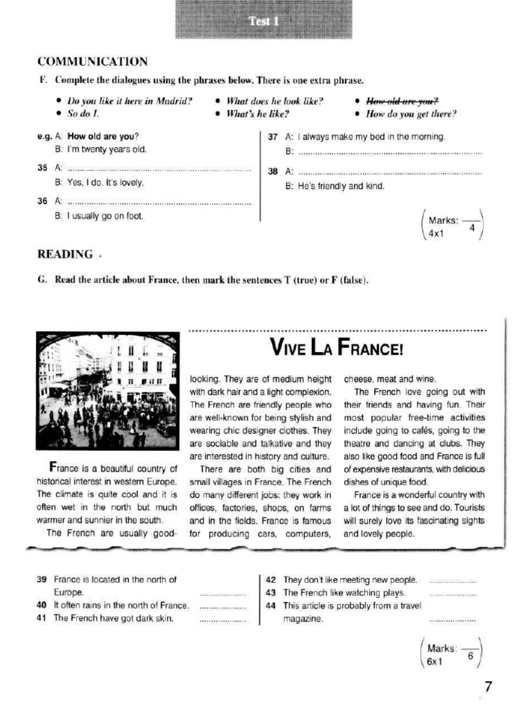 Enterprise A2 Module 1 Test | PDF