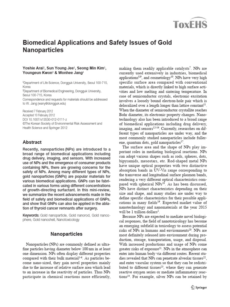 Biomedical Applications and Safety Issues of Gold Nanoparticles | PDF ...