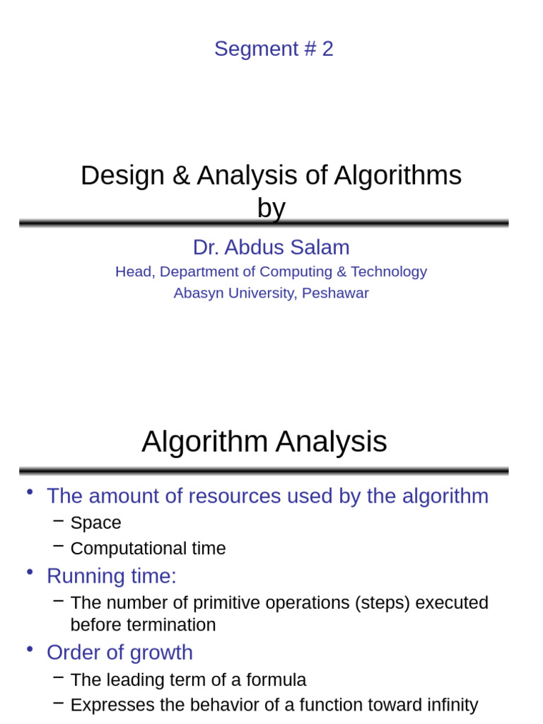 AoA-Segment-2 Asymptotic Notation.ppt | PDF | Logarithm | Time Complexity