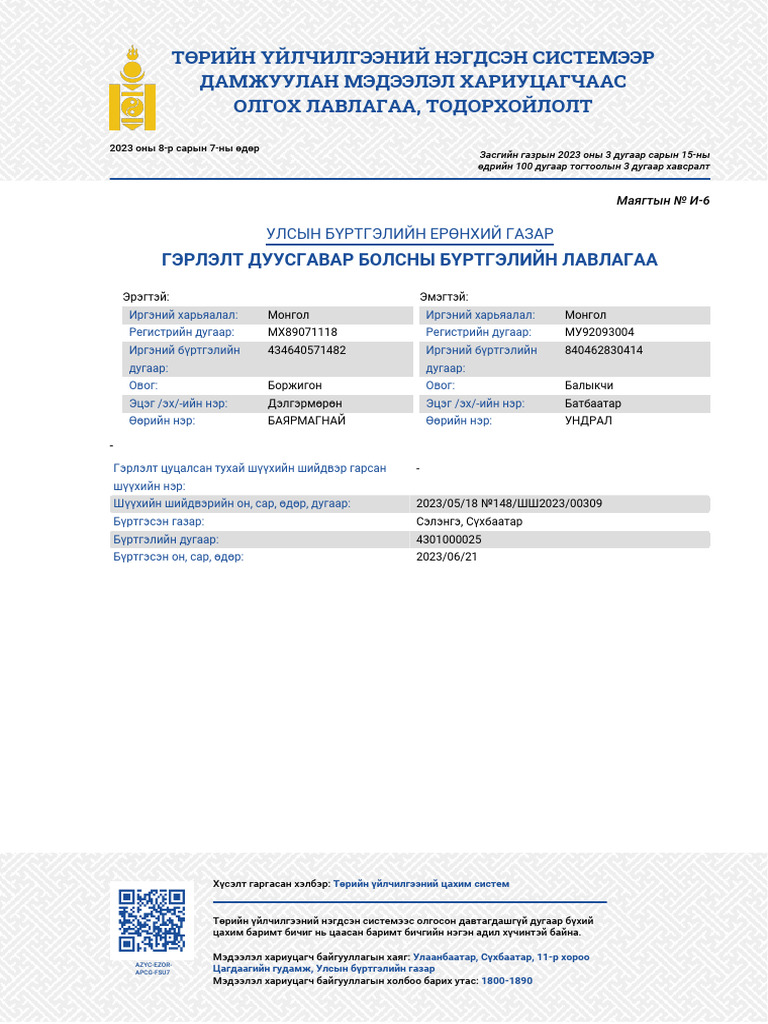 Gerlelt Duusgawar Bolgoson Todorhoilolt | PDF