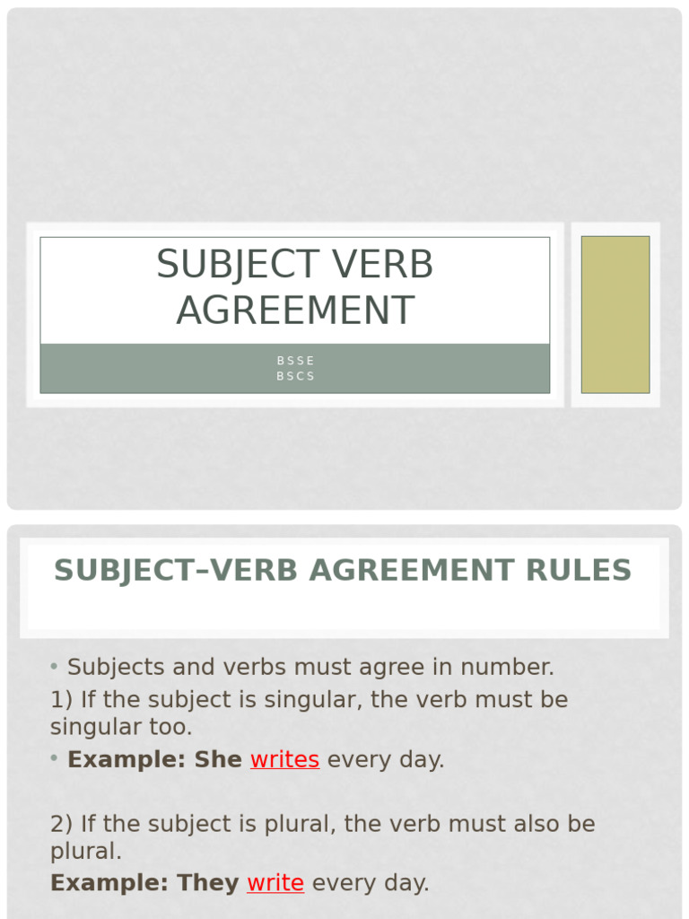 Subject-Verb Agreement Rules Explained | PDF | Grammatical Number ...