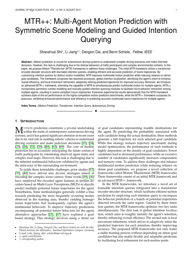 MTR++: Multi-Agent Motion Prediction With Symmetric Scene Modeling and Guided Intention Querying ...