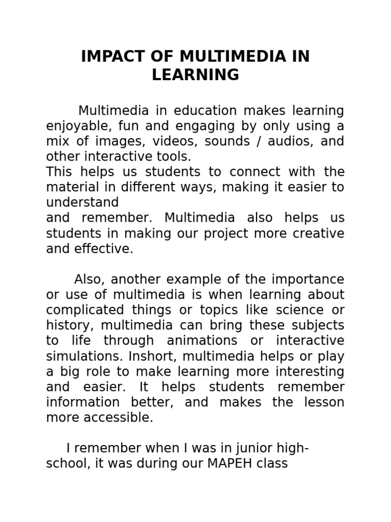 Impact of Multimedia in Learning | PDF
