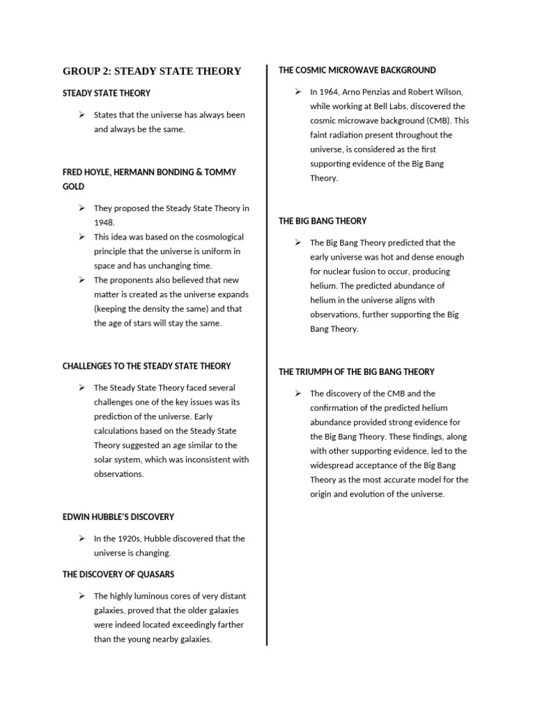 Overview of Steady State Theory | PDF | Big Bang | Universe