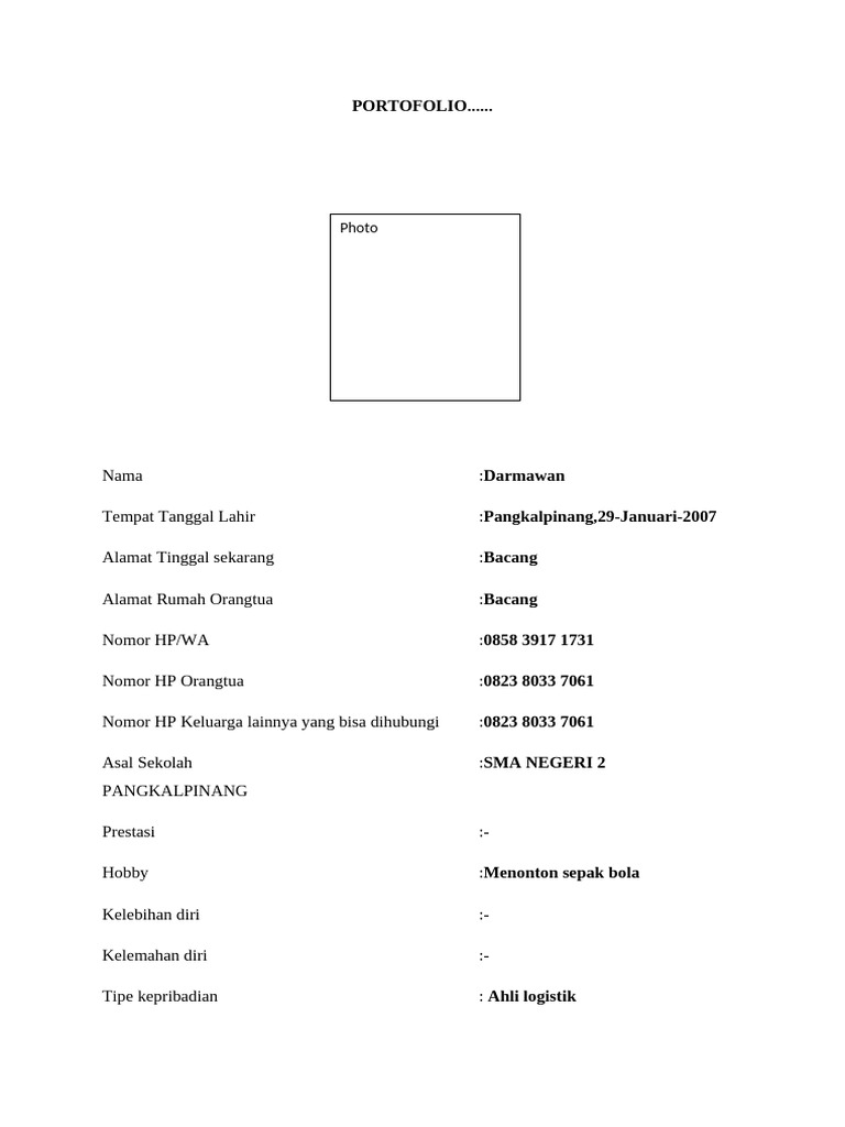 portofolio pa Darmawan | PDF