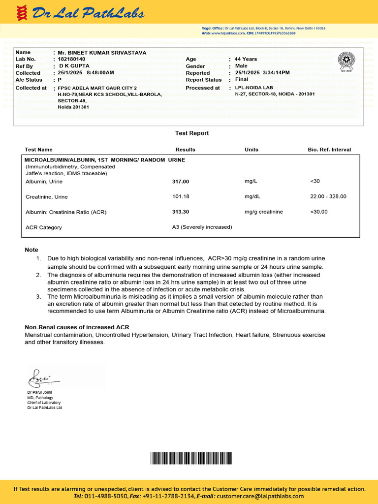 Report F2025-01-25T154258.18 | PDF | Creatinine | Health Sciences