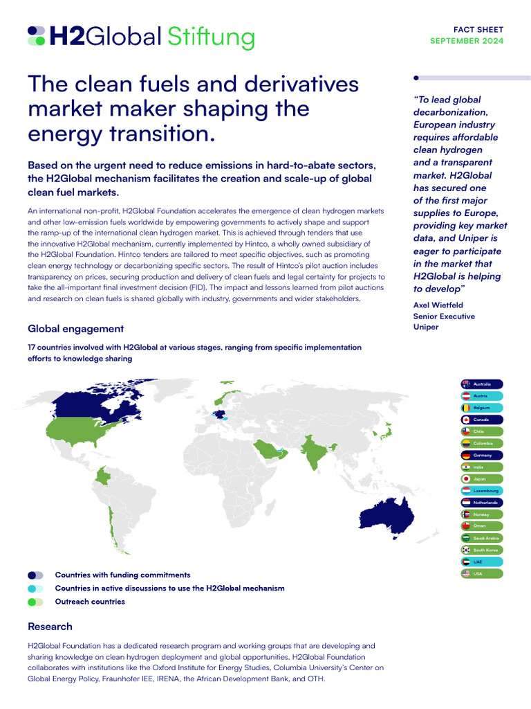 H2Global Stiftung Fact Sheet | PDF | Climate Change Mitigation | Economies